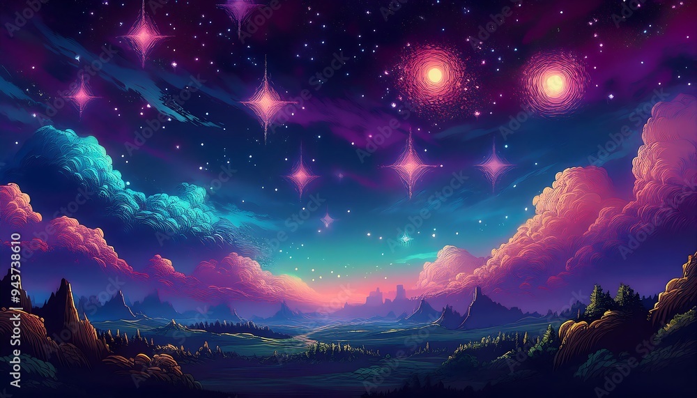 Pixelated Starry Sky - A pixel art scene of a deep, dark space ...