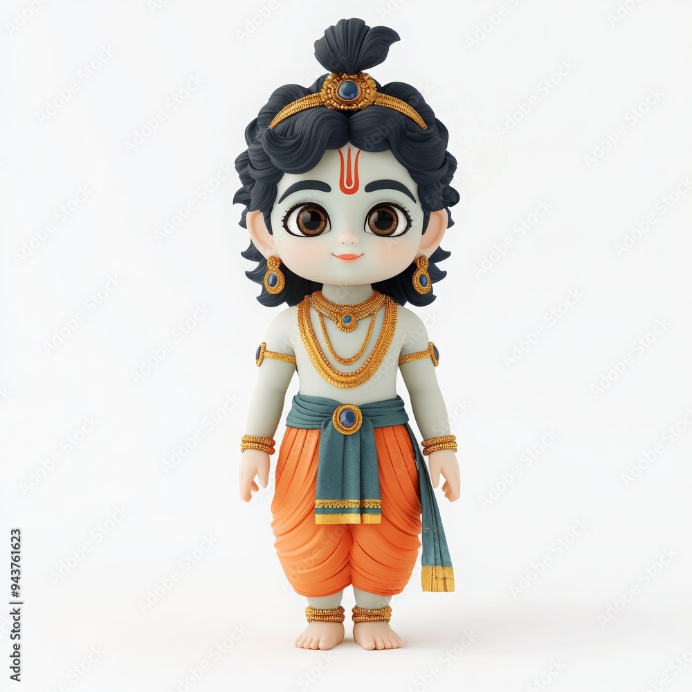 Adorable baby Krishna with golden anklets and bracelets, 3D ...