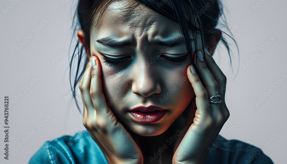 Young girl crying, suffering from break up, painful end of ...