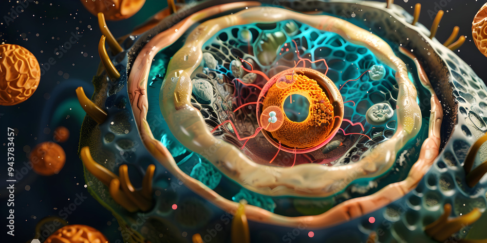 Cross-Section of a Complex Animal Cell with Organelles, Centrosome and ...