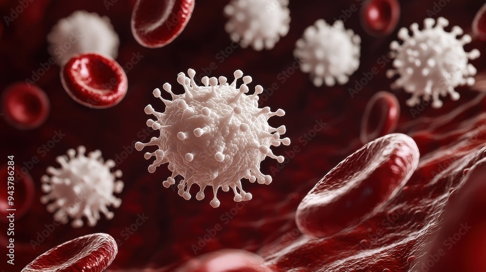 Microscopic View of White Blood Cells in Action Stock Illustration ...