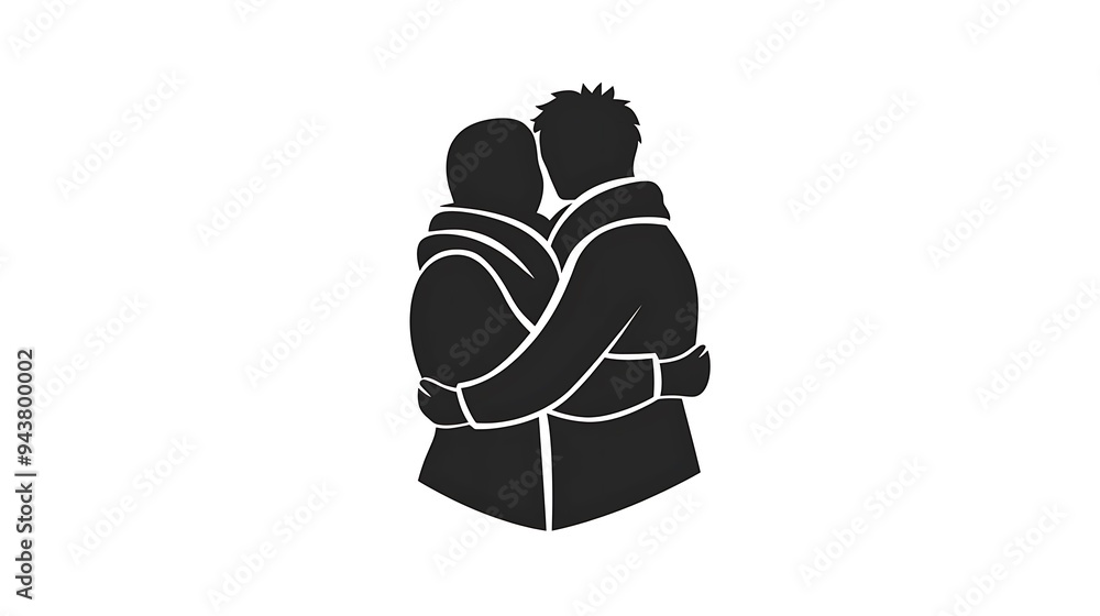 Embrace of Unity - Minimalist Vector Logo Design of Two People Hugging ...