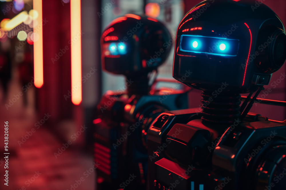 Robot security guards patrolling sensitive areas and ensuring safety ...