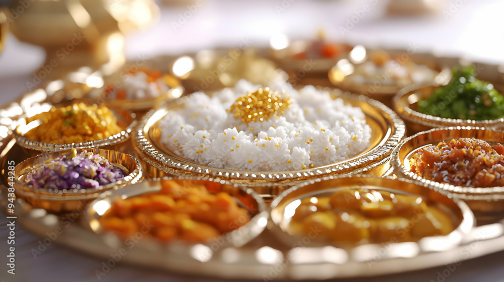 3D Icon as Thali and Joyful Sharad Purnima text isolated on white ...