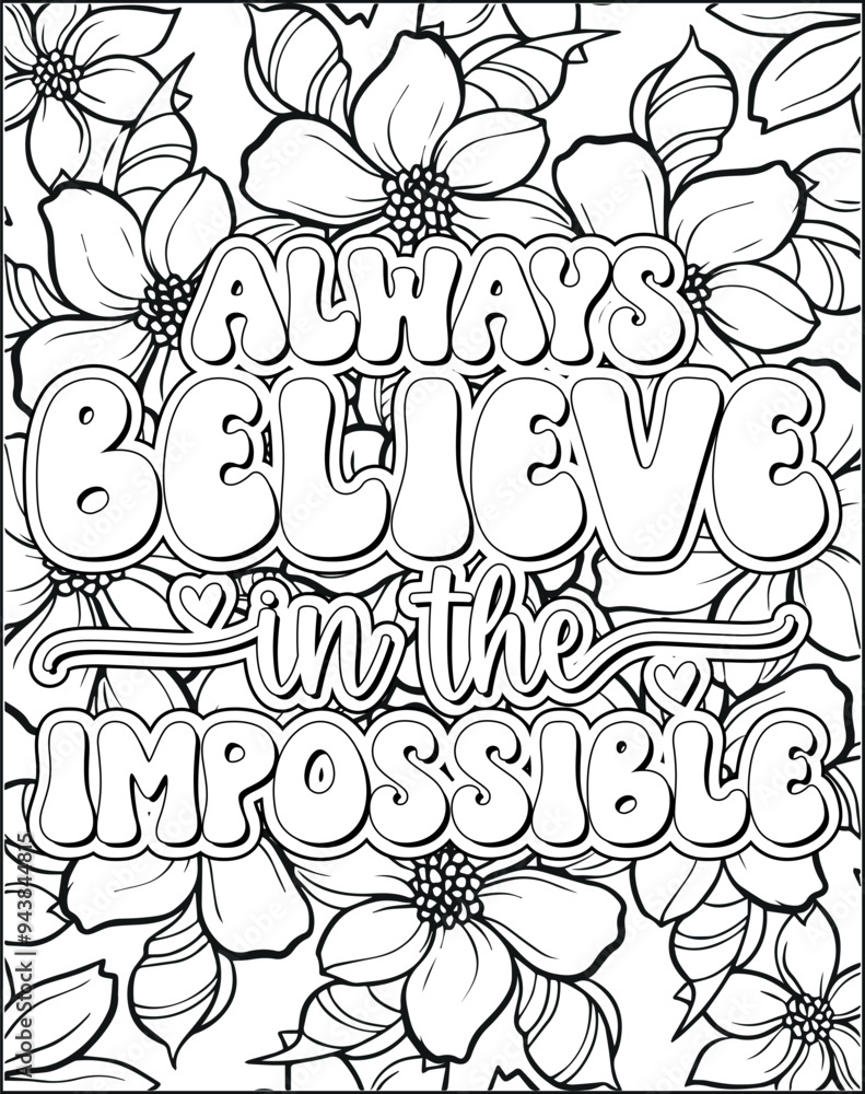 Motivational Quote Coloring Page for Adults. Inspirational Quote ...