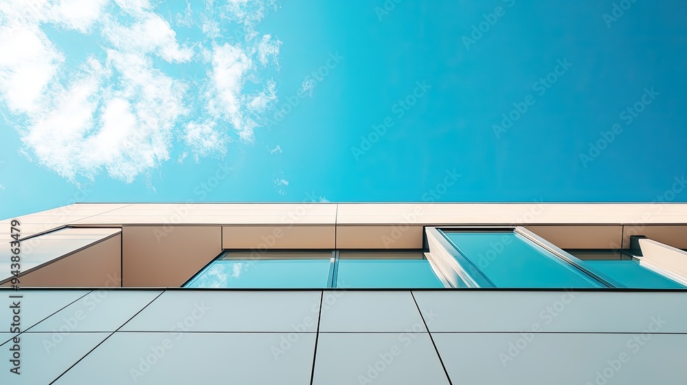 Ultra-modern building exterior with simple lines and minimal detailing ...