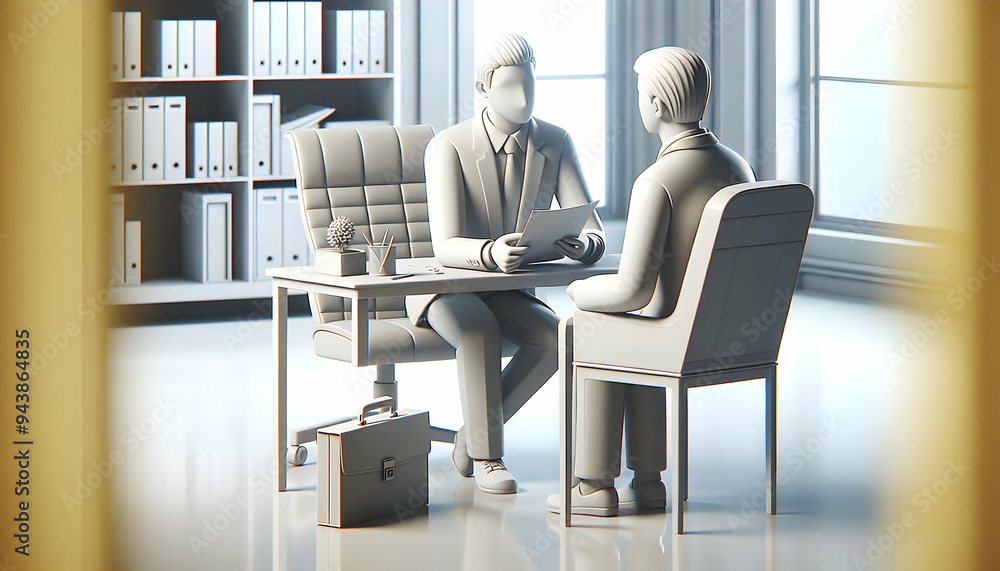 3D Candid moment of a manager giving feedback to an employee in a ...