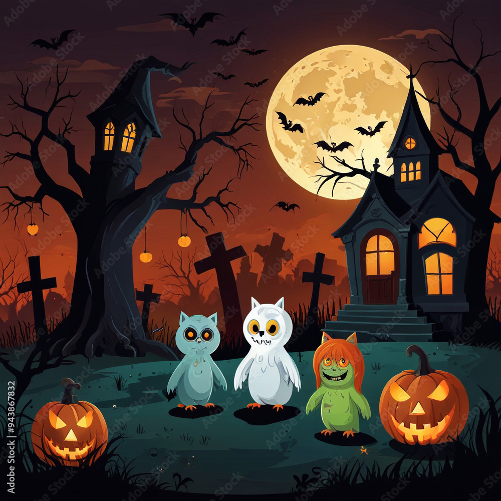 Vector clipart, Halloween story and cartoon style, characters and ...