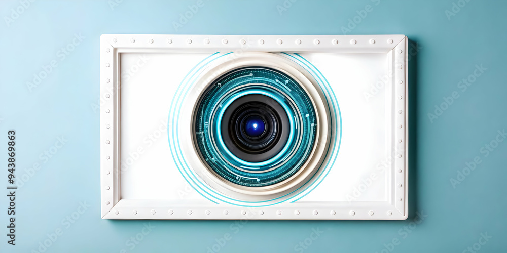 Flat Abstract tech spiral border with central copy space concept as A ...