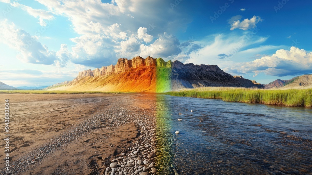 Various non-living components of the abiotic environment: air, sand ...