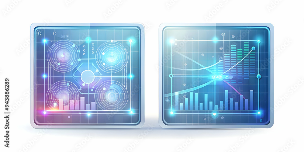 Flat Hovering holographic interface panels with floating data concept ... Flat Hovering holographic interface panels with floating data concept ...