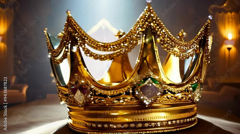 Discover the grandeur of a majestic golden crown displayed in a ...