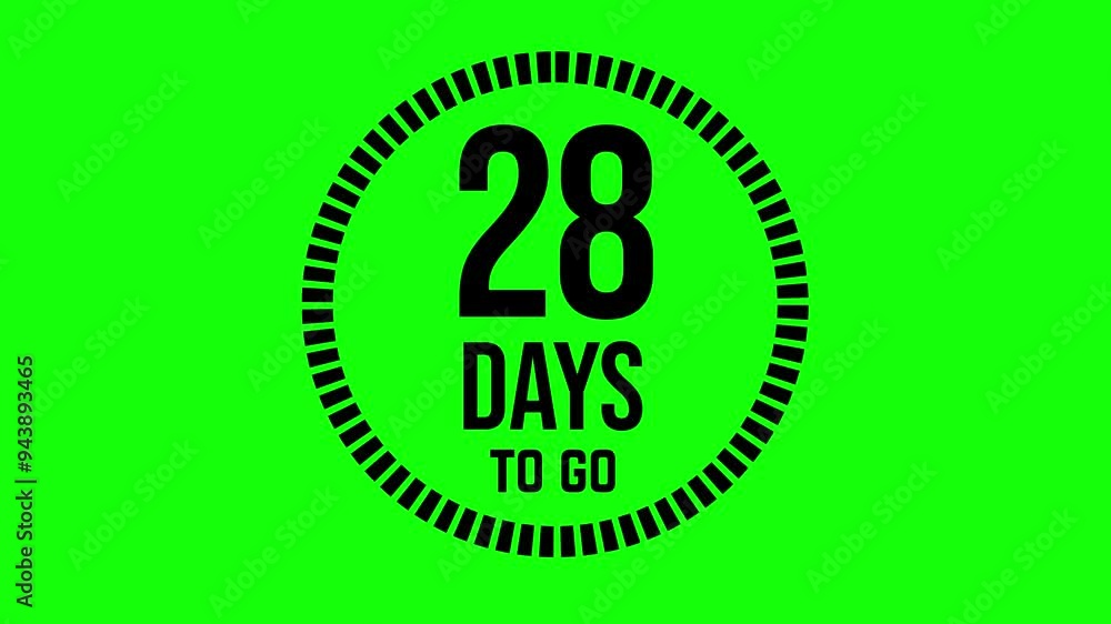 28 days to go, 28 days count 2D animation, motion graphics running ...