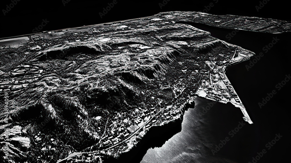 Technical Aerial Visual 3d Lidar Gis Aerial Map Satellite Scan Model Isolated Showing Saint
