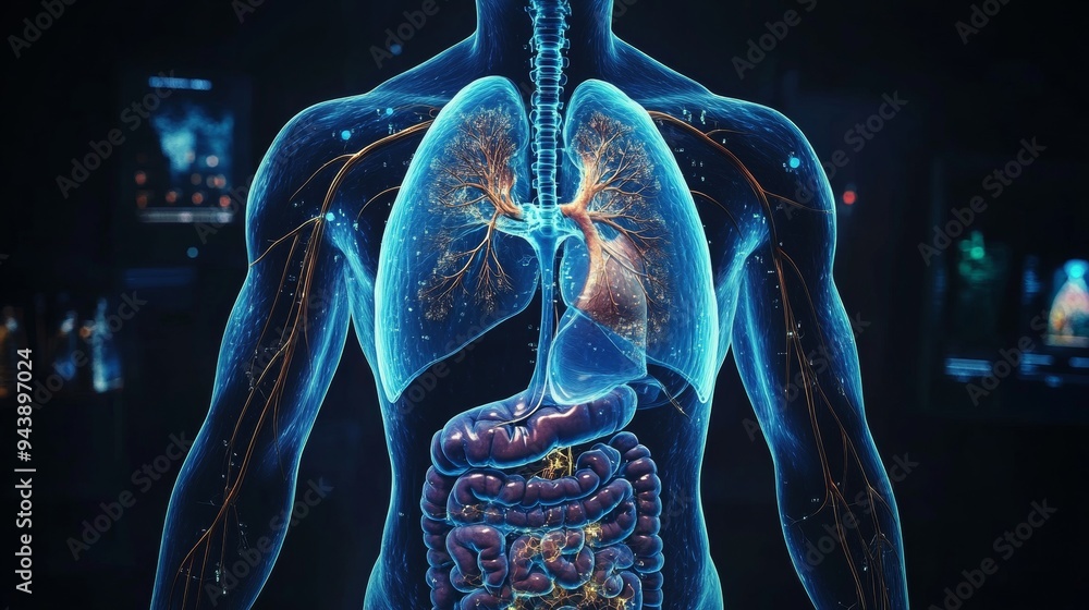 MRI images show the meridians of the lungs and chest in the human body ...