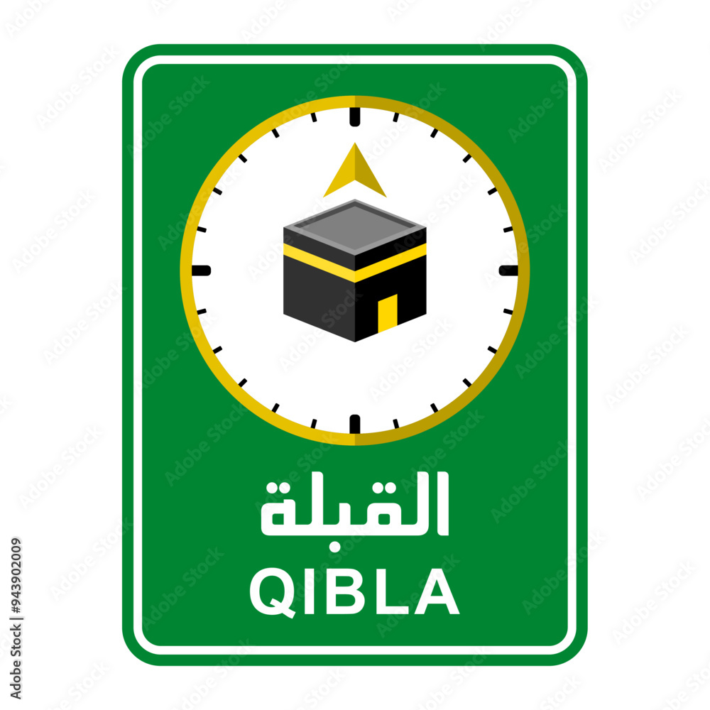 Qibla Direction Icon, Editable and Scalable Vector Signs for Mosque and ...