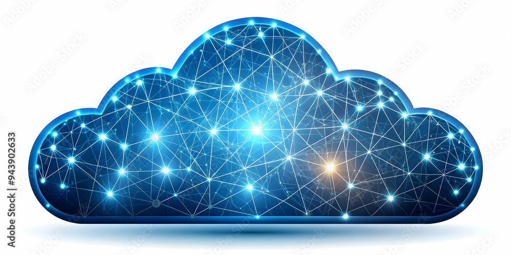 Flat Floating digital brain with neural interfaces on an isolated white background concept as A ...