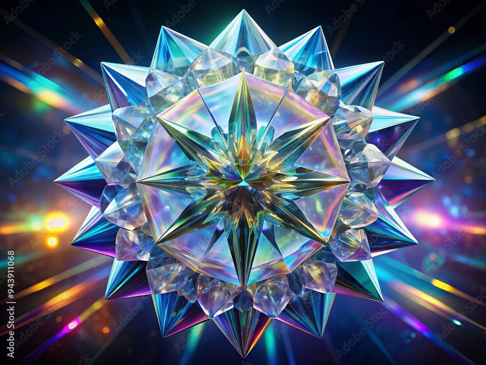 Crystalline Corona: Angular geometric shapes, sharp edges, transparent ...