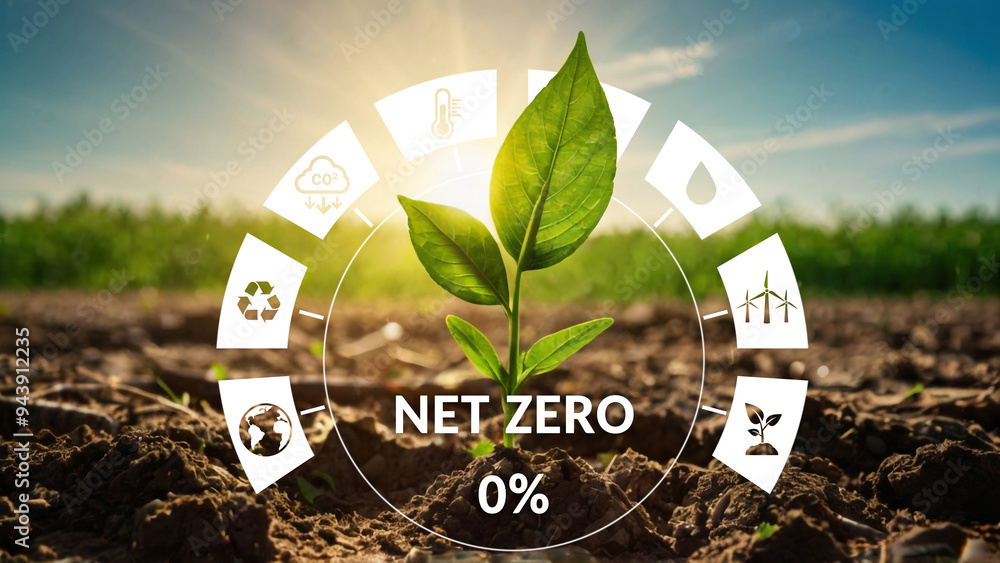 Digital dashboard of CO2 level gauge percentage drop down to 0. Net ...