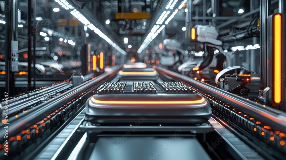 EV Production Line on Advanced Automated Smart Factory. High ...