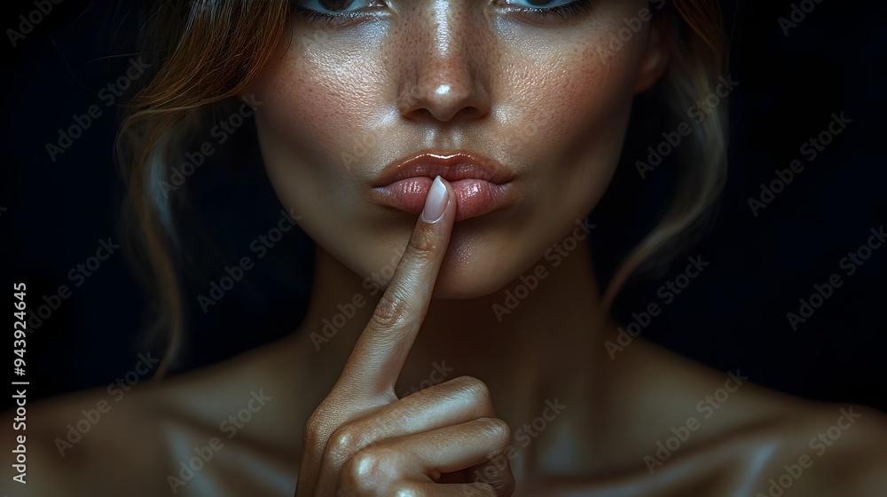 Photograph of a person making a shushing gesture with their finger ...