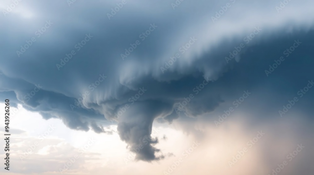 Incredible supercell thunderstorm with a dramatic, swirling sky full of ...