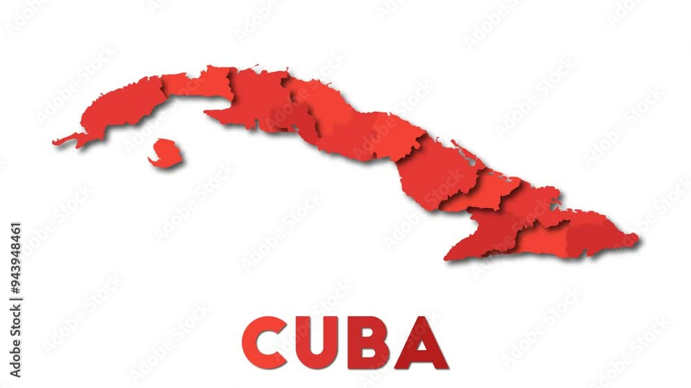 Cuba map showing regions. Animated country map with title. 4k ...