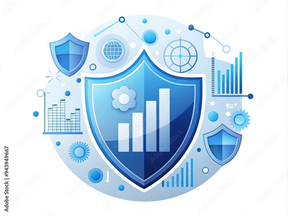 A modern, minimalist design featuring a shield icon surrounded by ...