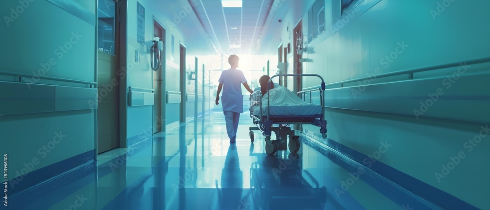 A blurred image of a hospital corridor conveys the fast-paced nature of ...