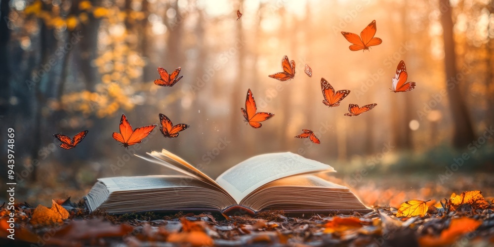 Enchanting Open Book: Magical Knowledge Portal for World Book Day. Abstract Artistic Composition ...