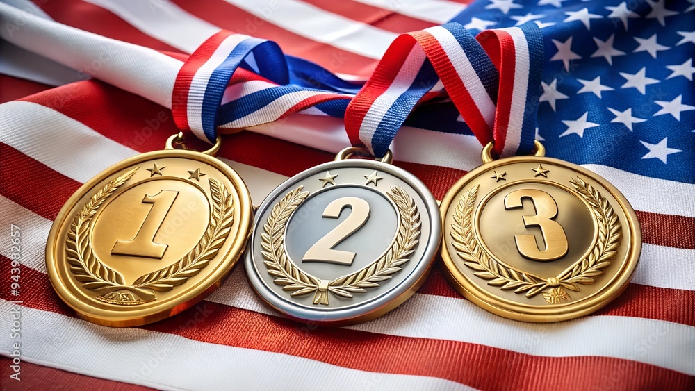 A gold medal with the number 1 written on it. A silver medal with the ...