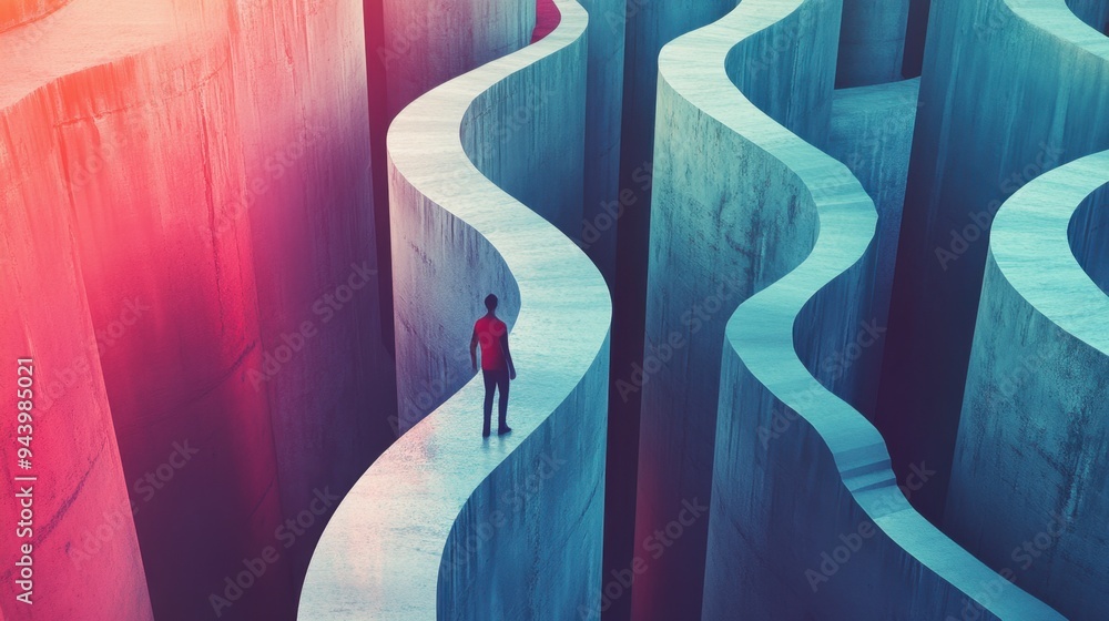 Conceptual design showing a series of stacked obstacles with pathways ...