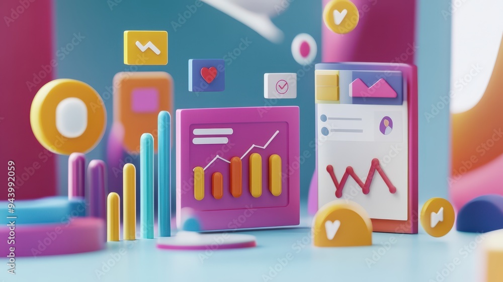 Vibrant and playful infographic elements showcasing data visualization ...