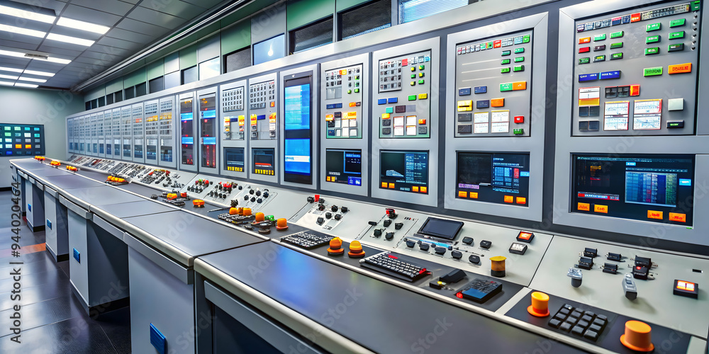Control Room Power: A modern control room with a sophisticated array of ...