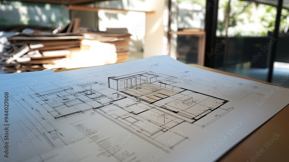 Amidst the blueprints and design elements, an architect-engineer team ...