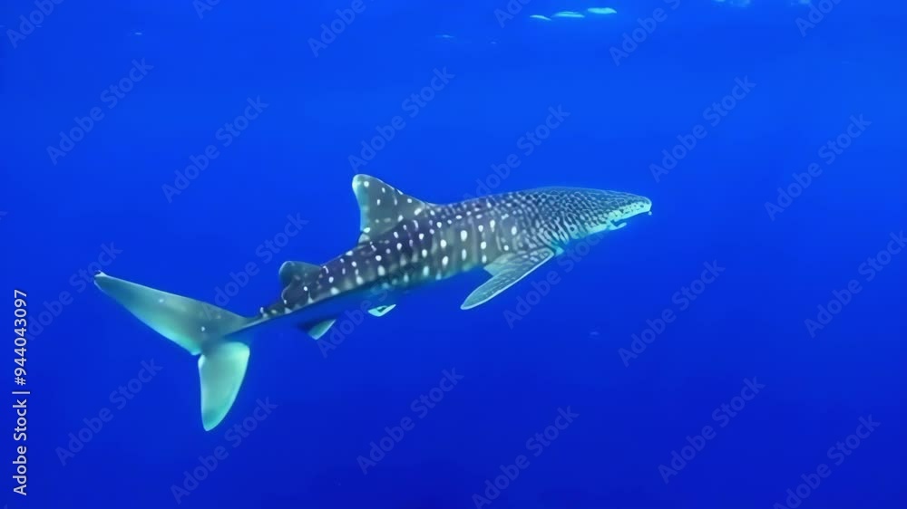 A serene underwater scene showcasing a shark swimming gracefully ...