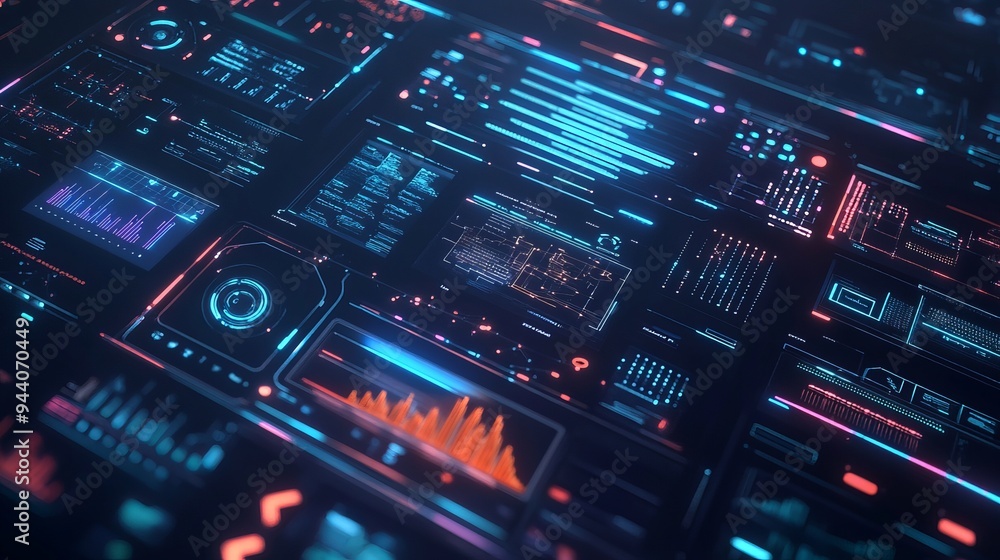 Envision a data visualization scene that embodies the essence of AI and ...