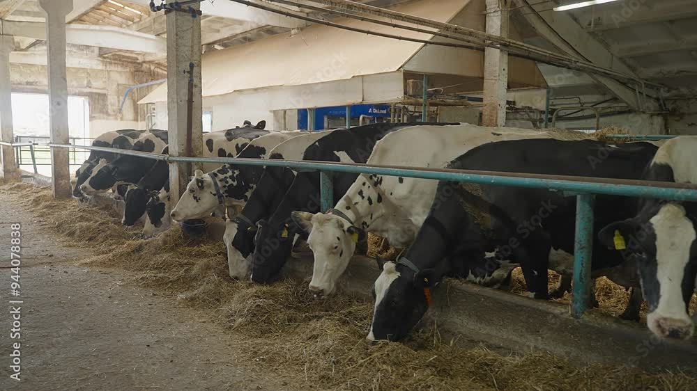 Livestock animal cows consuming forage at the barn. Raising Livestock ...