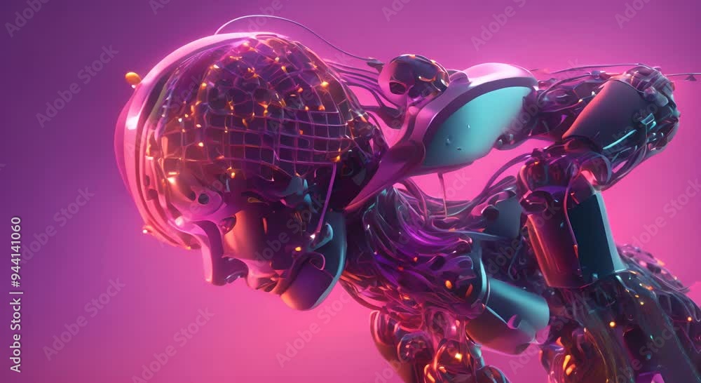Colorful Illustrative 3D Animation of Neural Network Concept Chatbot ...