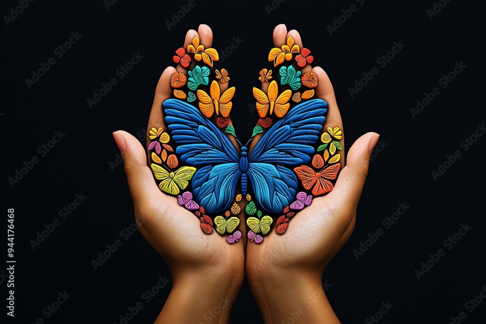 Charity as a catalyst for transformation, illustrated with vibrant ...