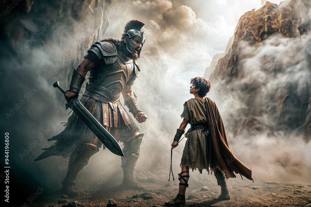 Foto de David and Goliath - Sling Shot Bible Story do Stock | Adobe Stock