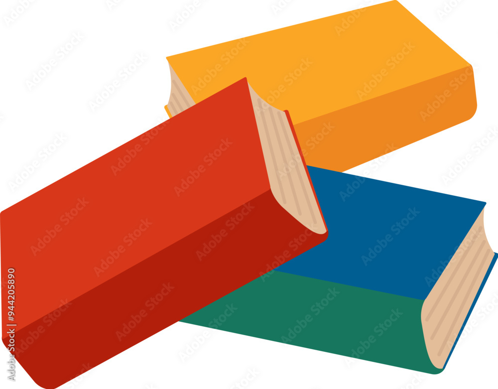 Stack of old library books. Bunch of colorful books. Simple color cozy ...