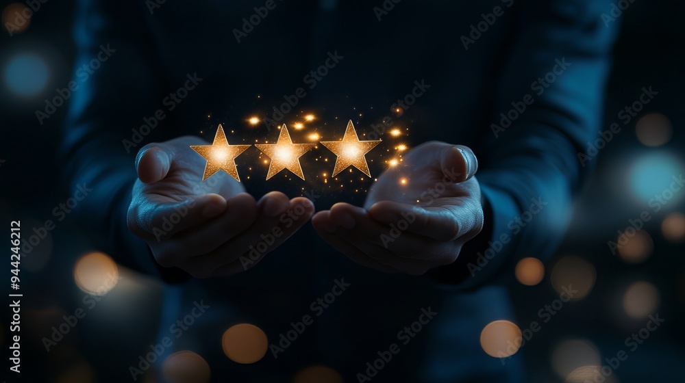 Recognizing business excellence, the businessman proudly displays a ...