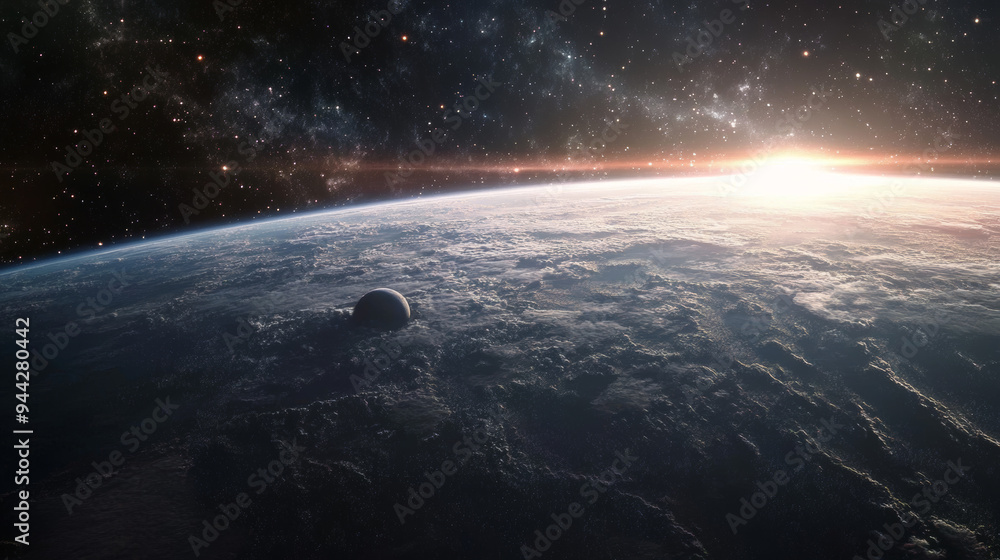 This artistic representation of our solar system showcases a vibrant ...