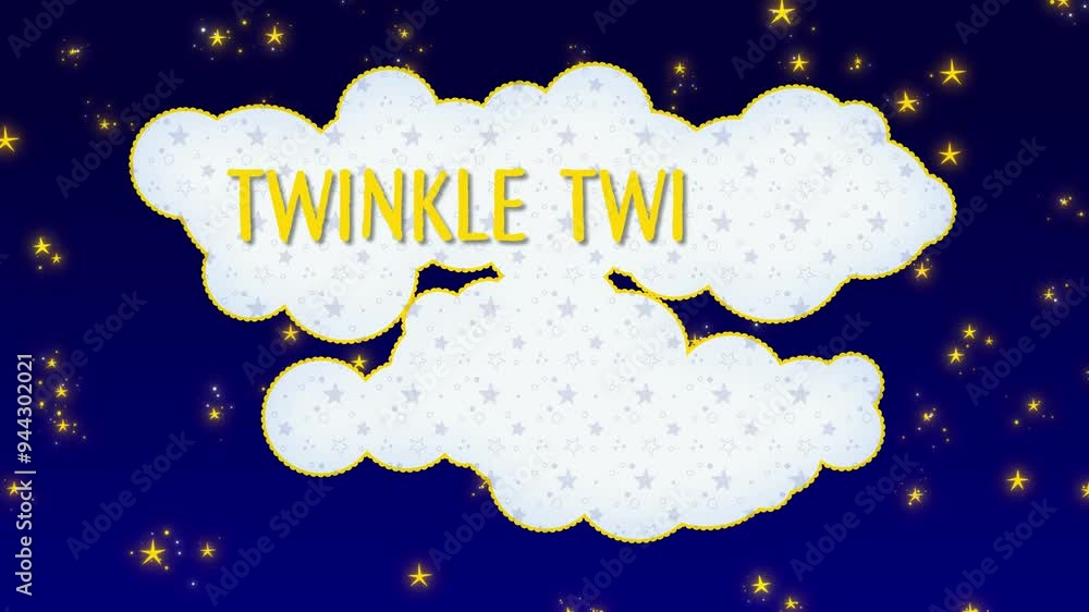 twinkle star text on clouds lullaby, 4k loop animation,night sky with ...