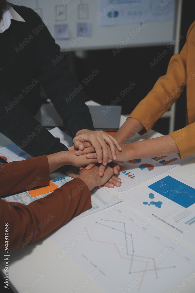 Hand join together for work togetherness, Hand stack for business and ...
