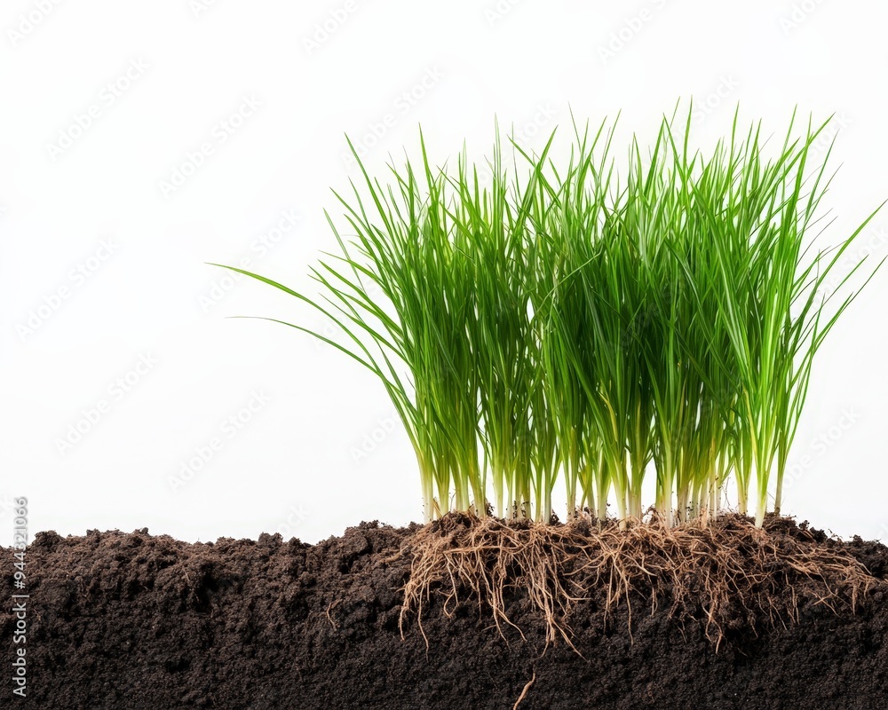Grass Shoots Emerging from Soil A HighAngle Perspective Revealing ...