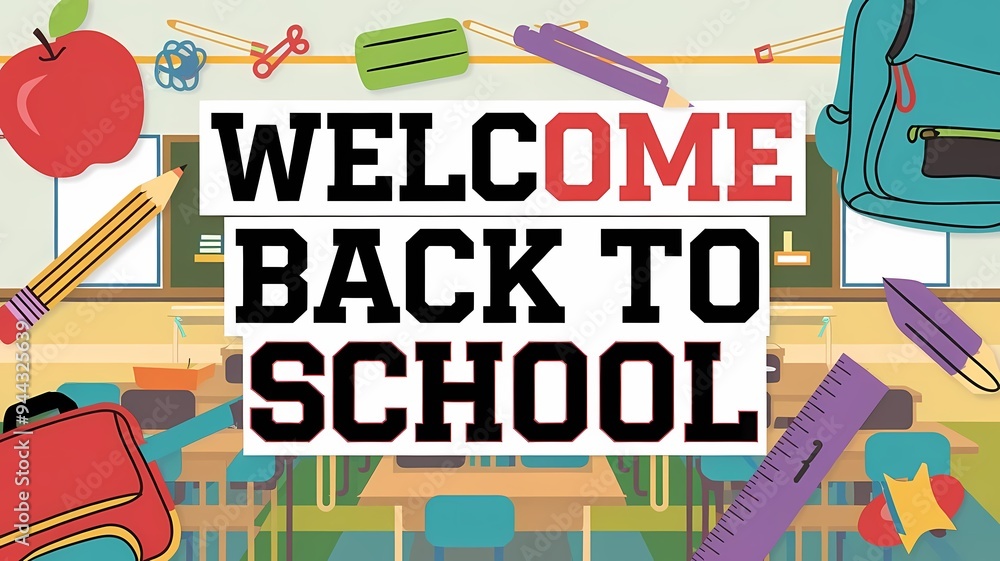 Vibrant And Colourful Back To School Themed Image And illustration ...