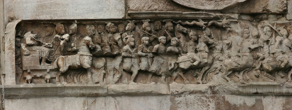 Poster Arch of Titus,detail showing Roman leaders and their legion ...