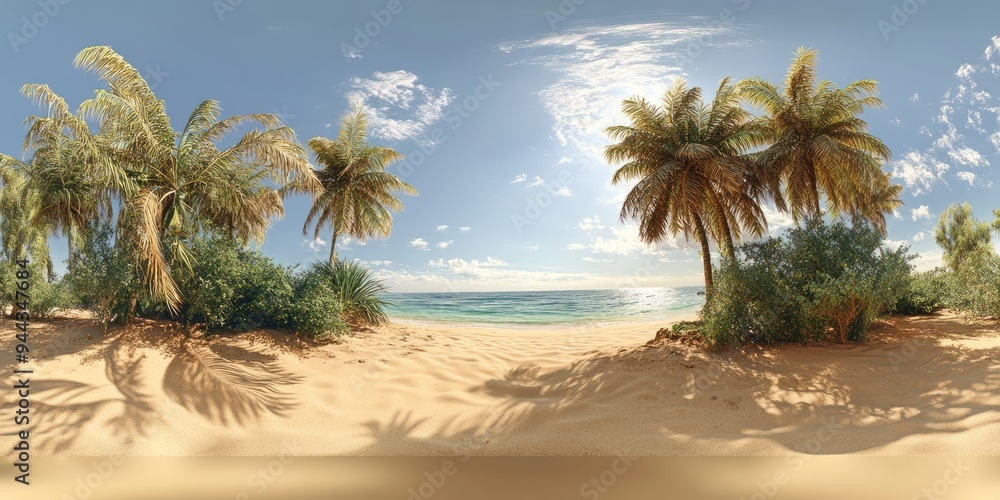 Beach HDRI. High-resolution Round Panorama of Oasis Desert Landscape ...